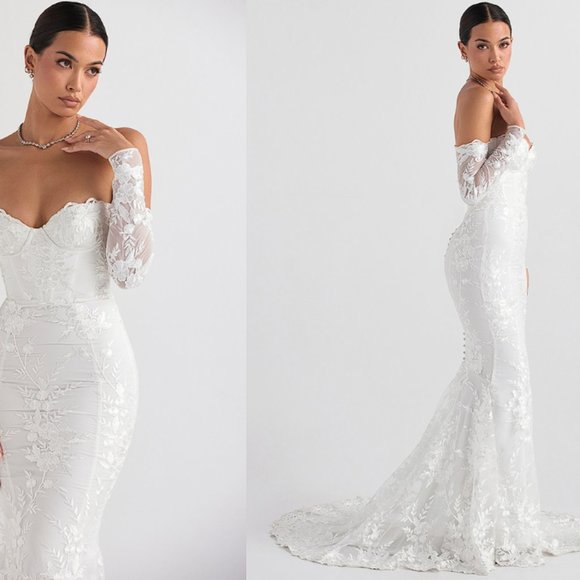 House of CB | Dresses | House Of Cb Isabelle White Lace Long Sleeve ...